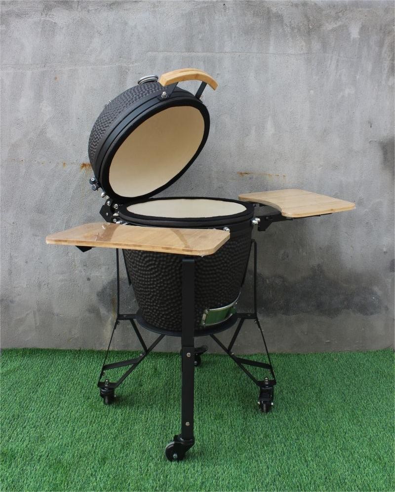 Outdoor Kamado Ceramic Smoker Grill 51cm 20 Inch Warna Hitam Matte